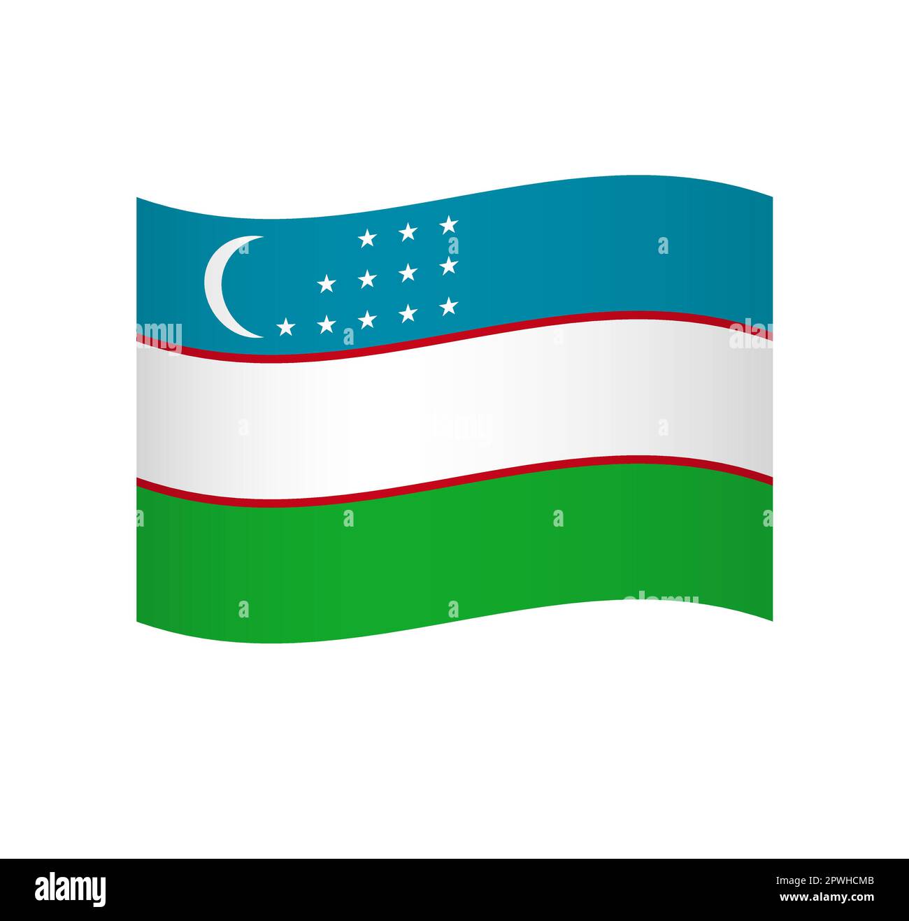 Uzbekistan flag - simple wavy vector icon with shading Stock Vector ...