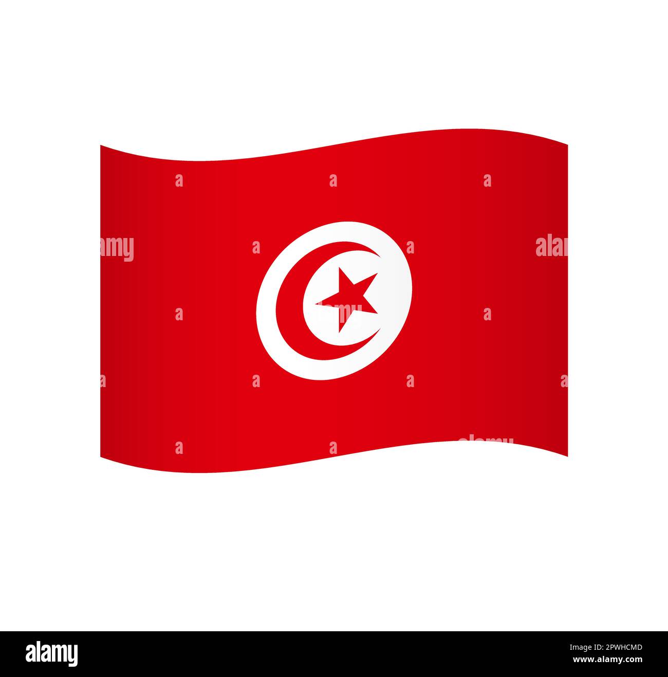 Tunisia flag - simple wavy vector icon with shading Stock Vector Image ...