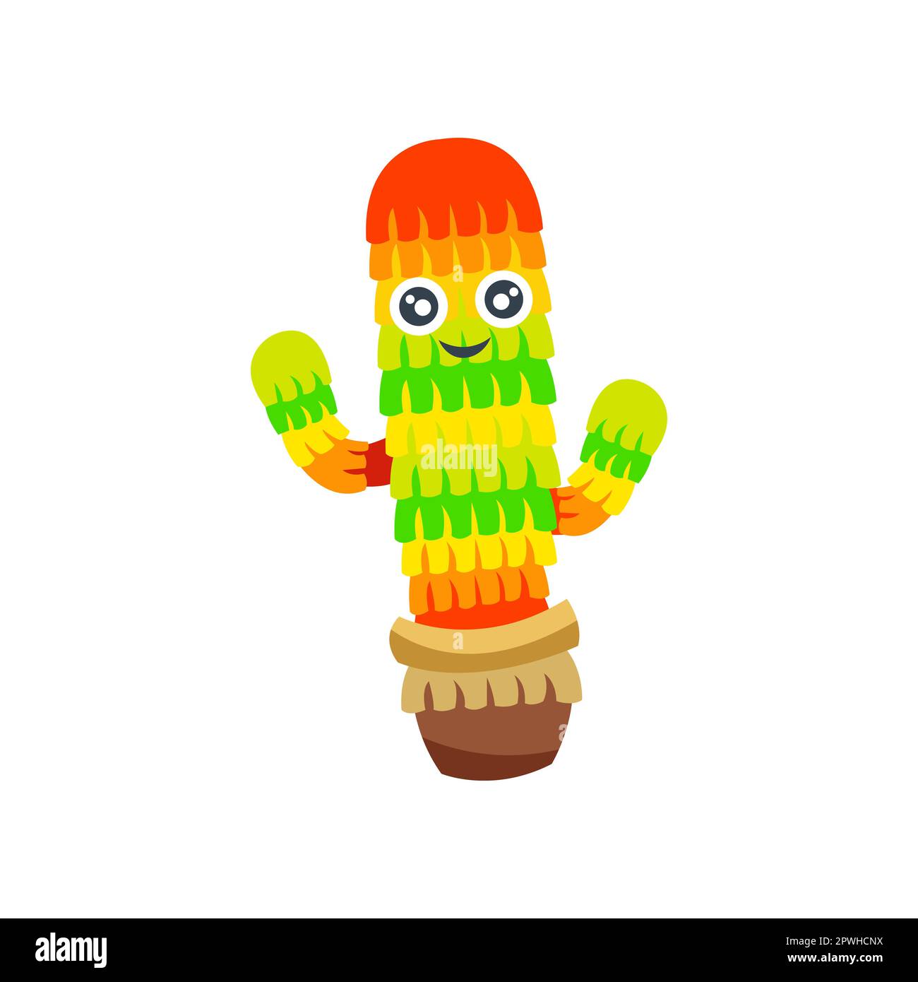 Cute pinata cactus cartoon character vector illustration Stock Vector ...