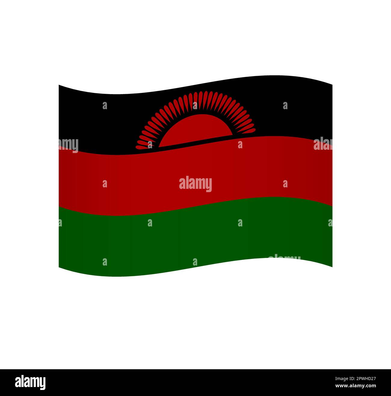 Malawi flag - simple wavy vector icon with shading Stock Vector Image ...
