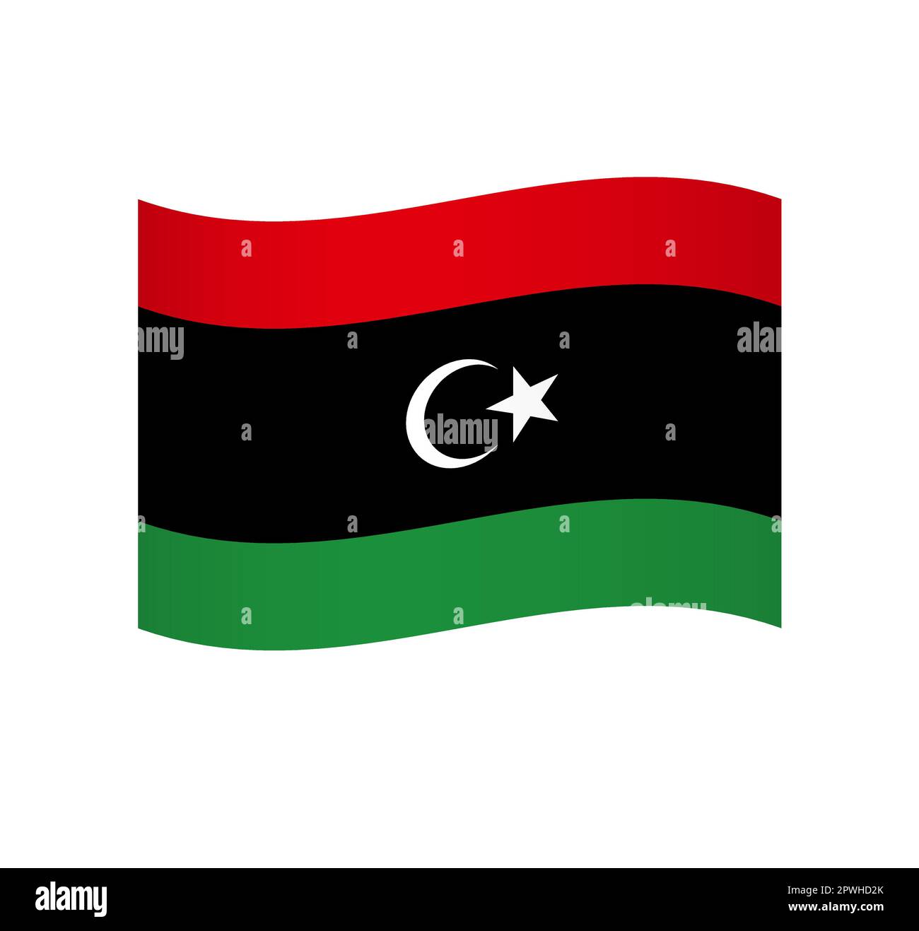 Libya flag - simple wavy vector icon with shading Stock Vector Image ...