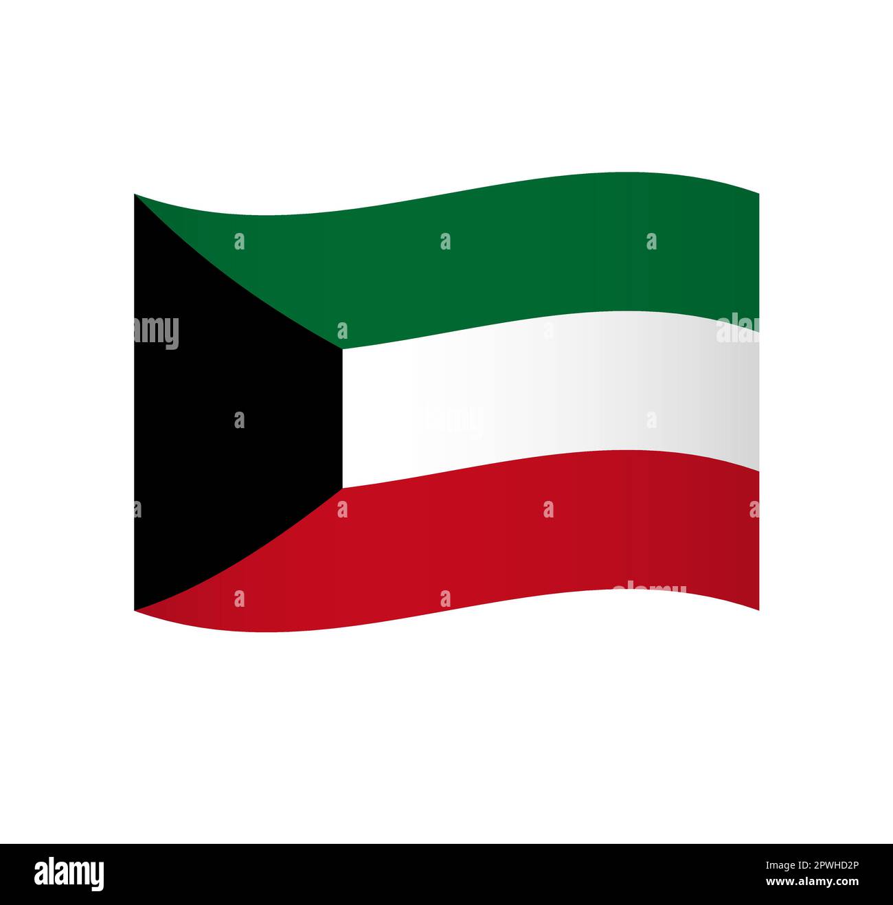 Kuwait flag - simple wavy vector icon with shading Stock Vector Image ...