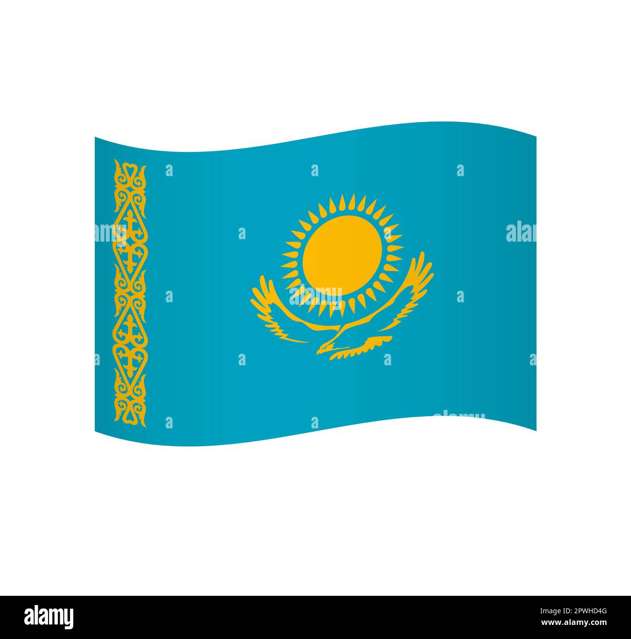 Kazakhstan flag - simple wavy vector icon with shading Stock Vector ...