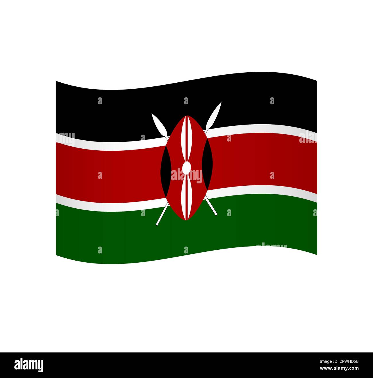 Kenya flag - simple wavy vector icon with shading Stock Vector Image ...