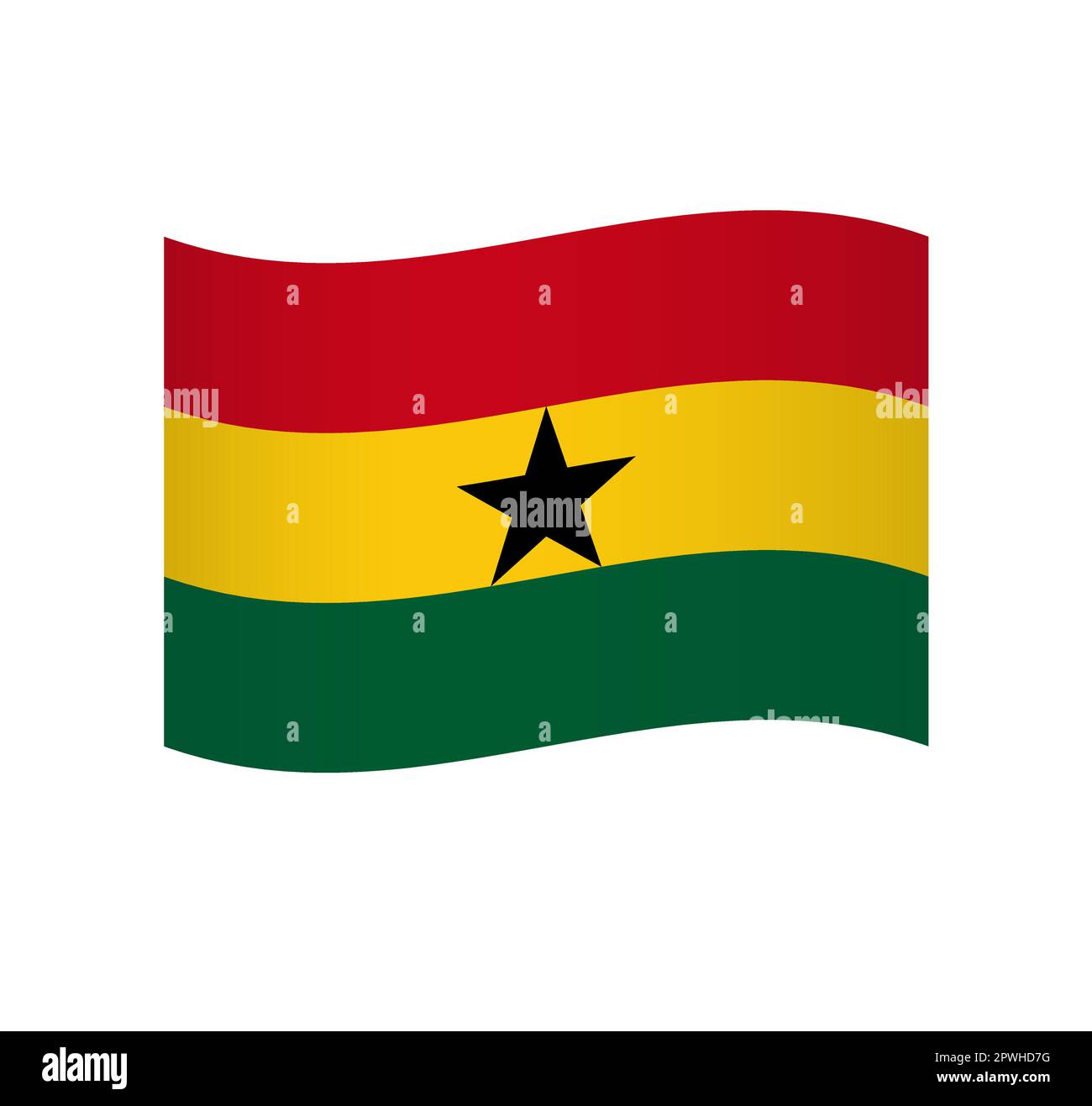 Ghana flag - simple wavy vector icon with shading Stock Vector Image ...
