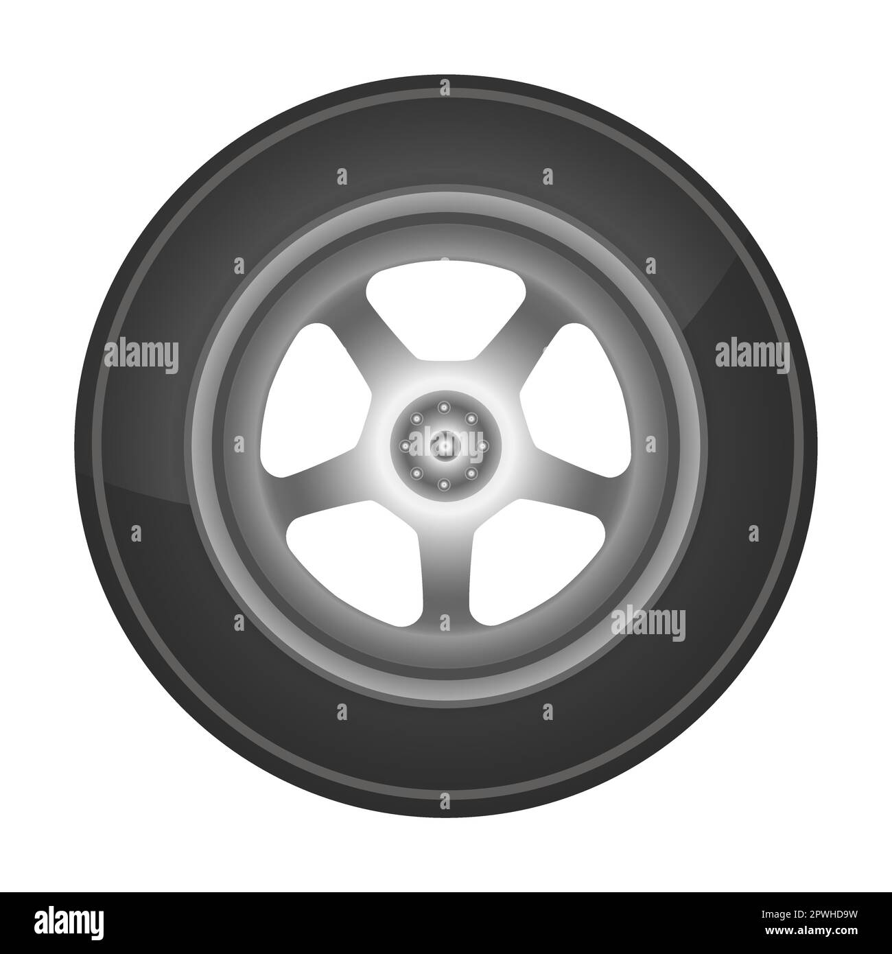 Disk and tire side view. Cartoon vector illustration of rubber tire ...