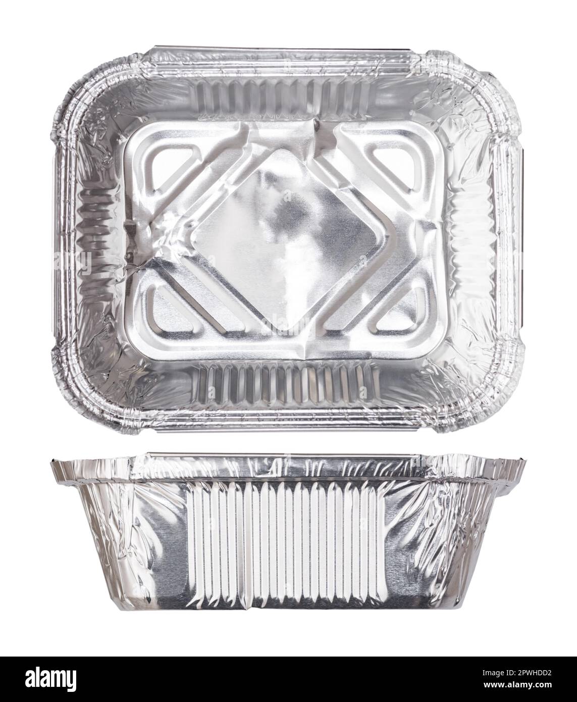 Disposable foil containers. Aluminum food box isolated on white ...