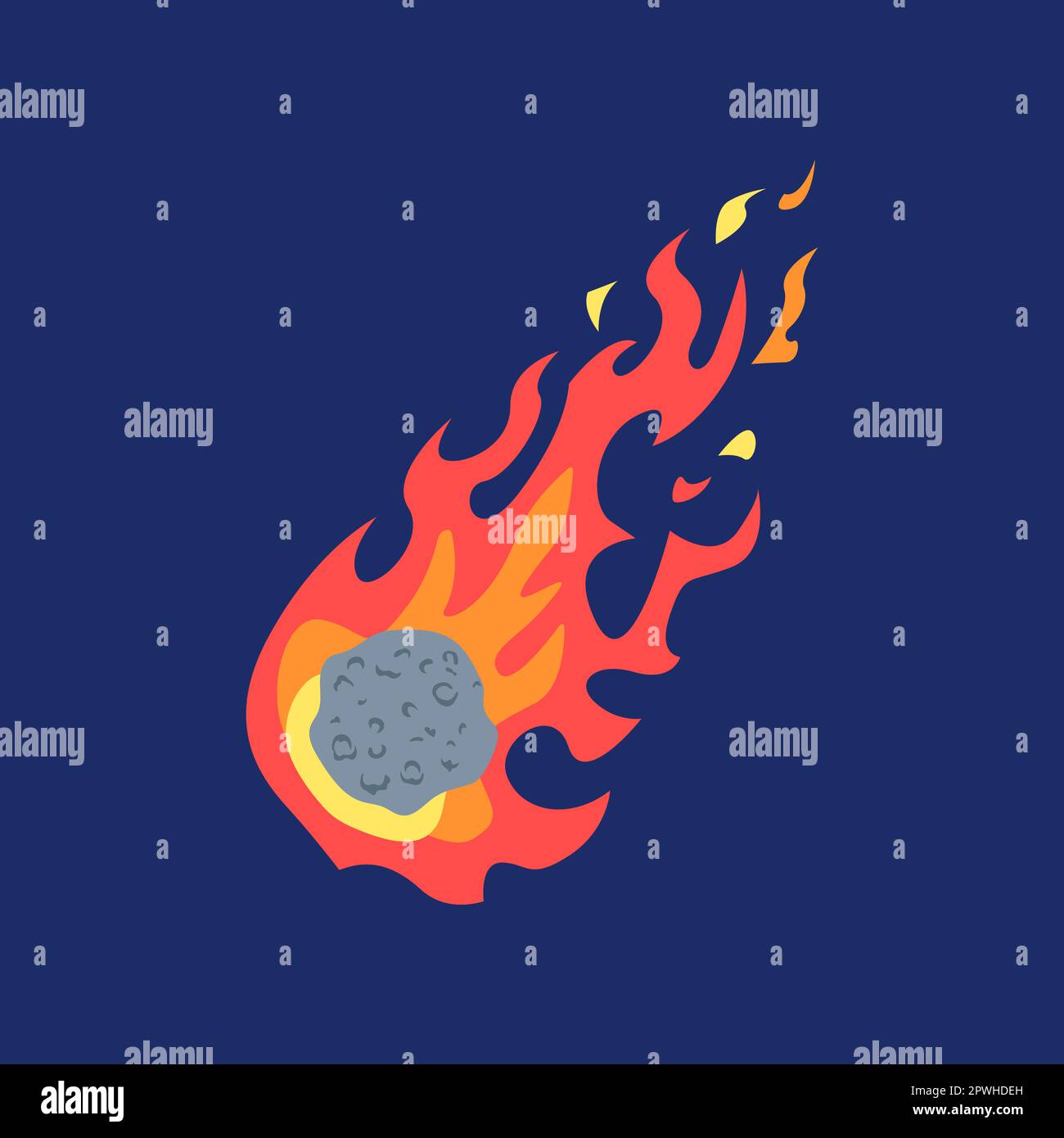 Burning meteor in sky or space cartoon illustration Stock Vector Image ...