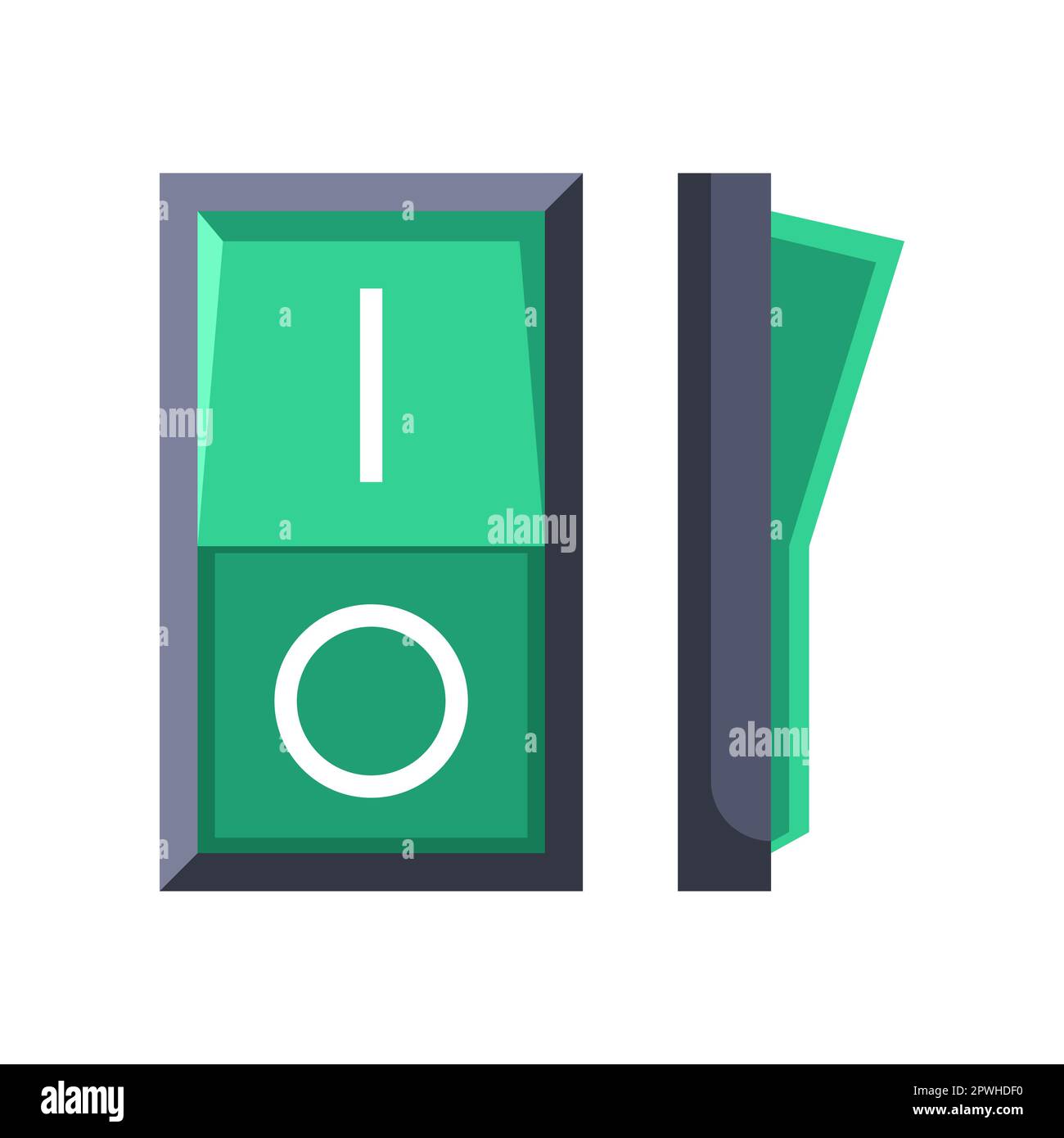 Green control switch or button vector illustration Stock Vector Image ...
