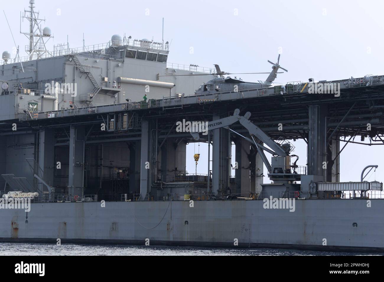 The USS Miguel Keith (ESB-5) supports a helocast during Balikatan 23 ...