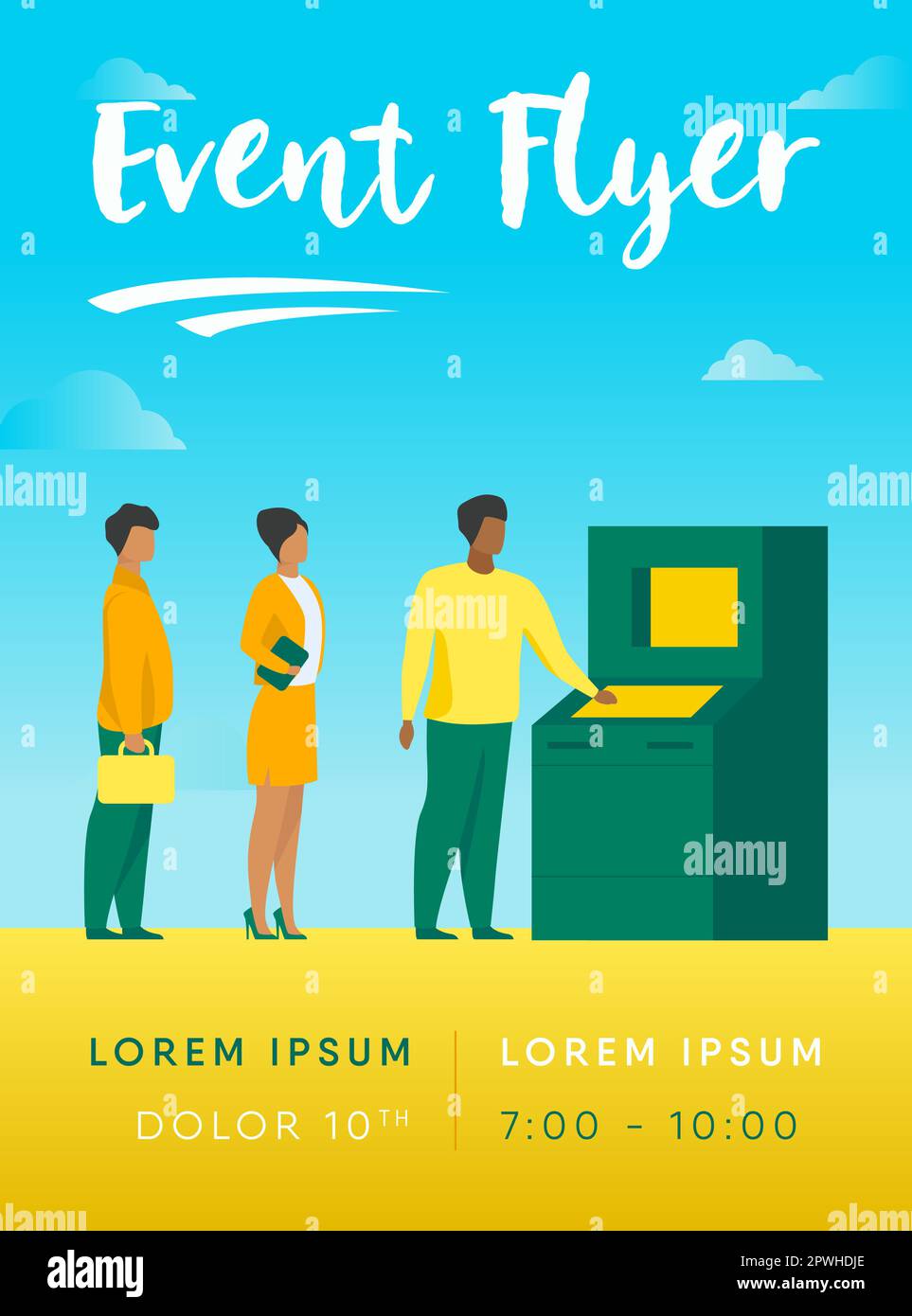 People waiting in queue for bank machine Stock Vector Image & Art - Alamy