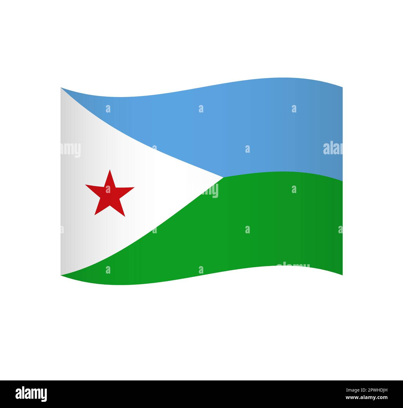 Djibouti flag - simple wavy vector icon with shading Stock Vector Image ...
