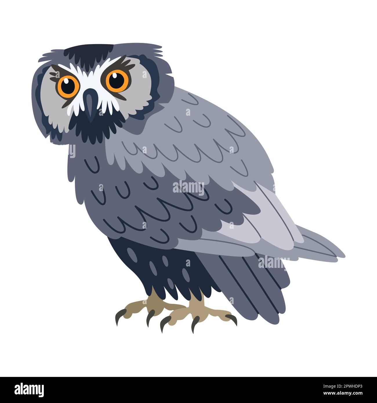Owl cartoon illustration. Predatory bird or beautiful flying creatures ...