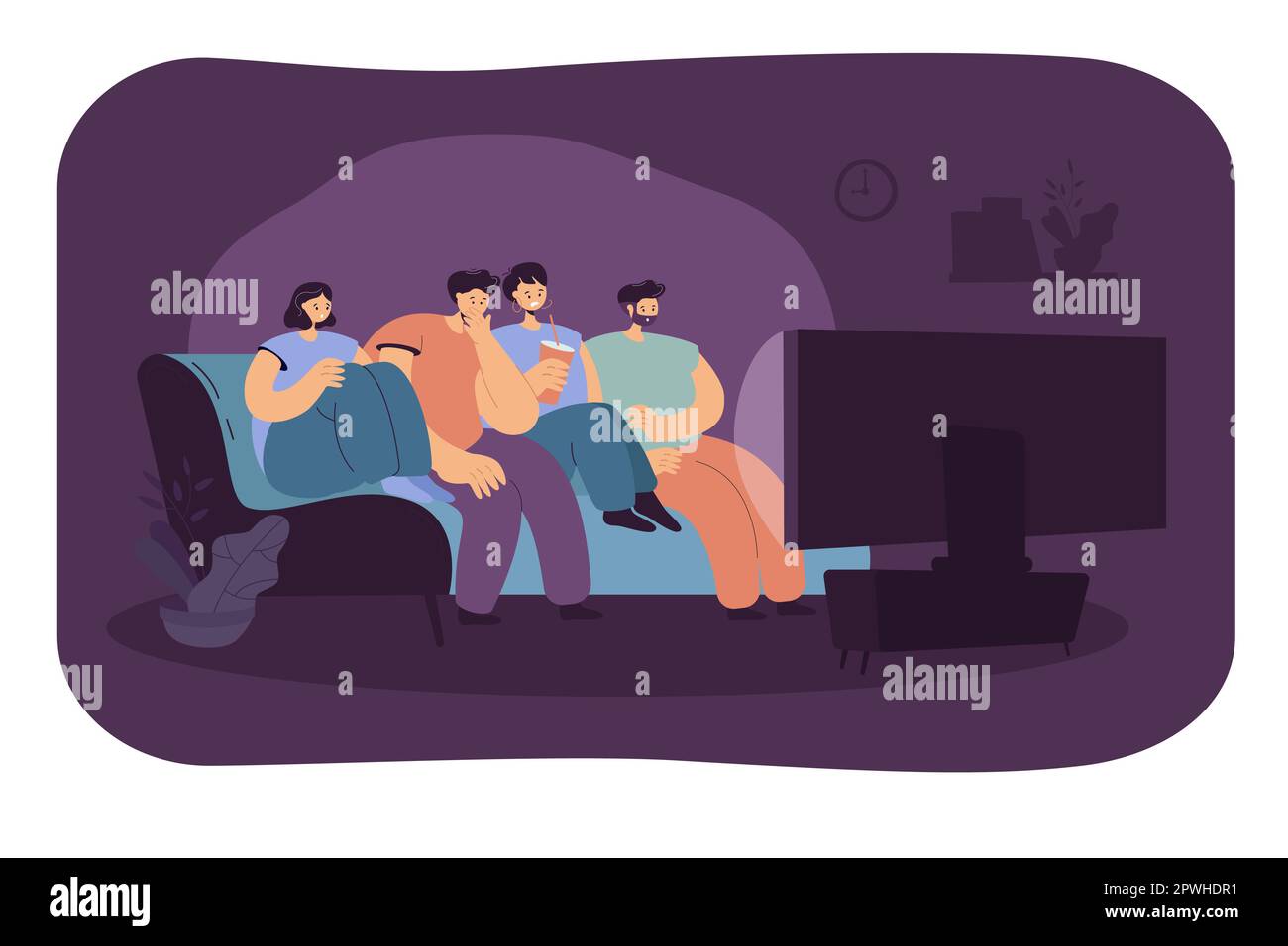 Scared friend watching horror movie together Stock Vector Image & Art ...
