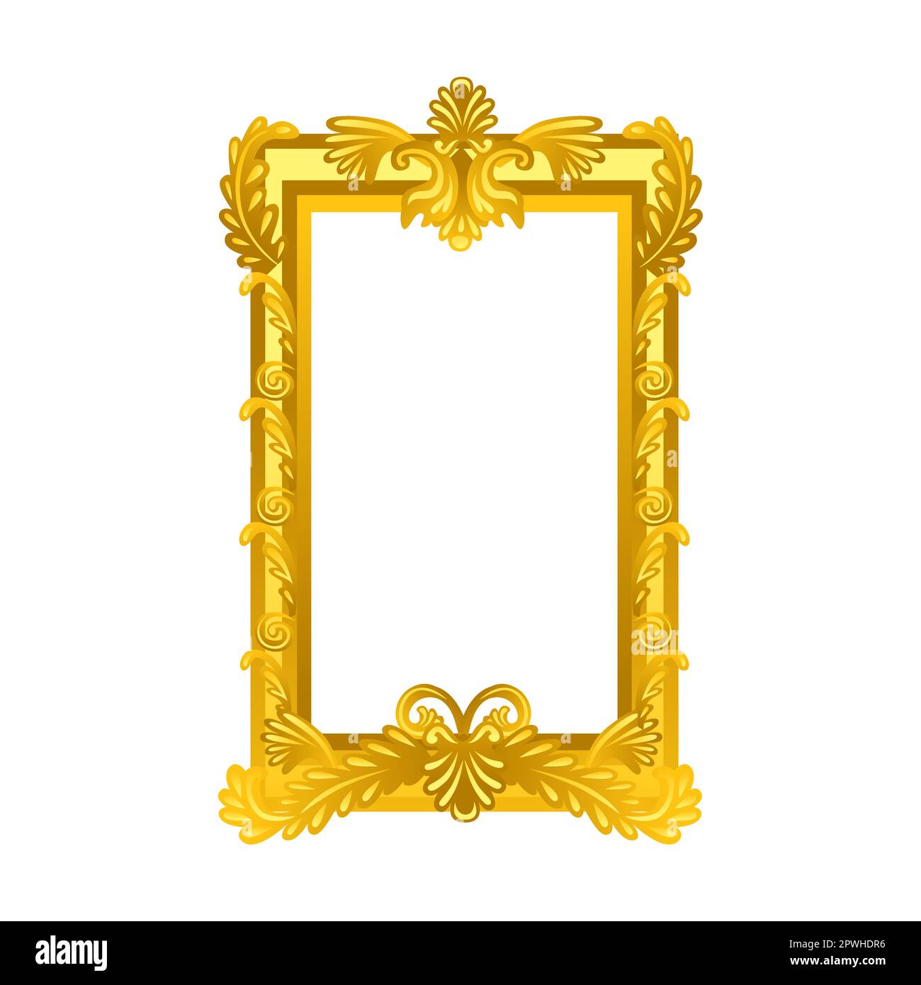 Mirror frame cartoon illustration. Old ornate rococo or retro blank ...