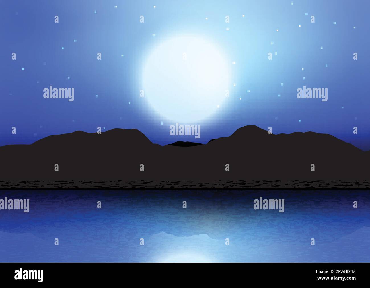 Moonlit countryside Stock Vector Images - Alamy