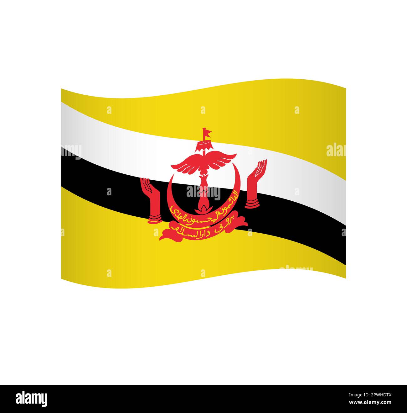 Brunei flag - simple wavy vector icon with shading Stock Vector Image ...