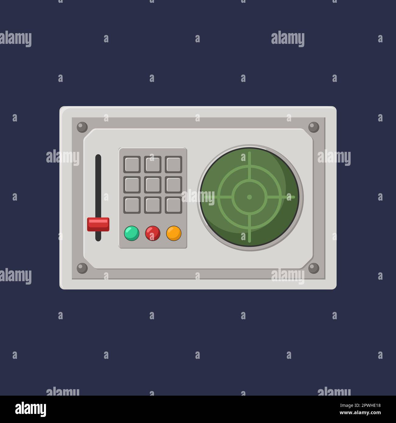 Control panel with target indicator screen and buttons illustration ...