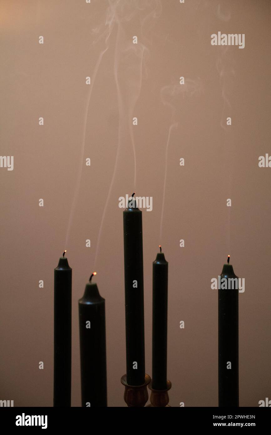 Smoke rising from candles Stock Photo - Alamy