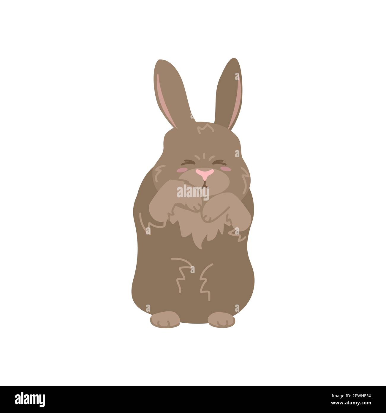 Funny brown rabbit standing in hind legs on white background Stock ...