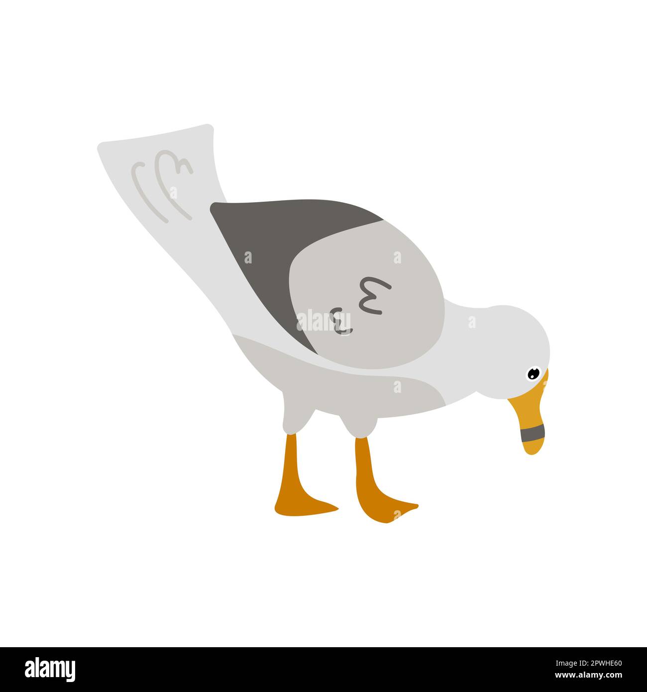 Seagull pecking cartoon character flat vector illustration Stock Vector ...