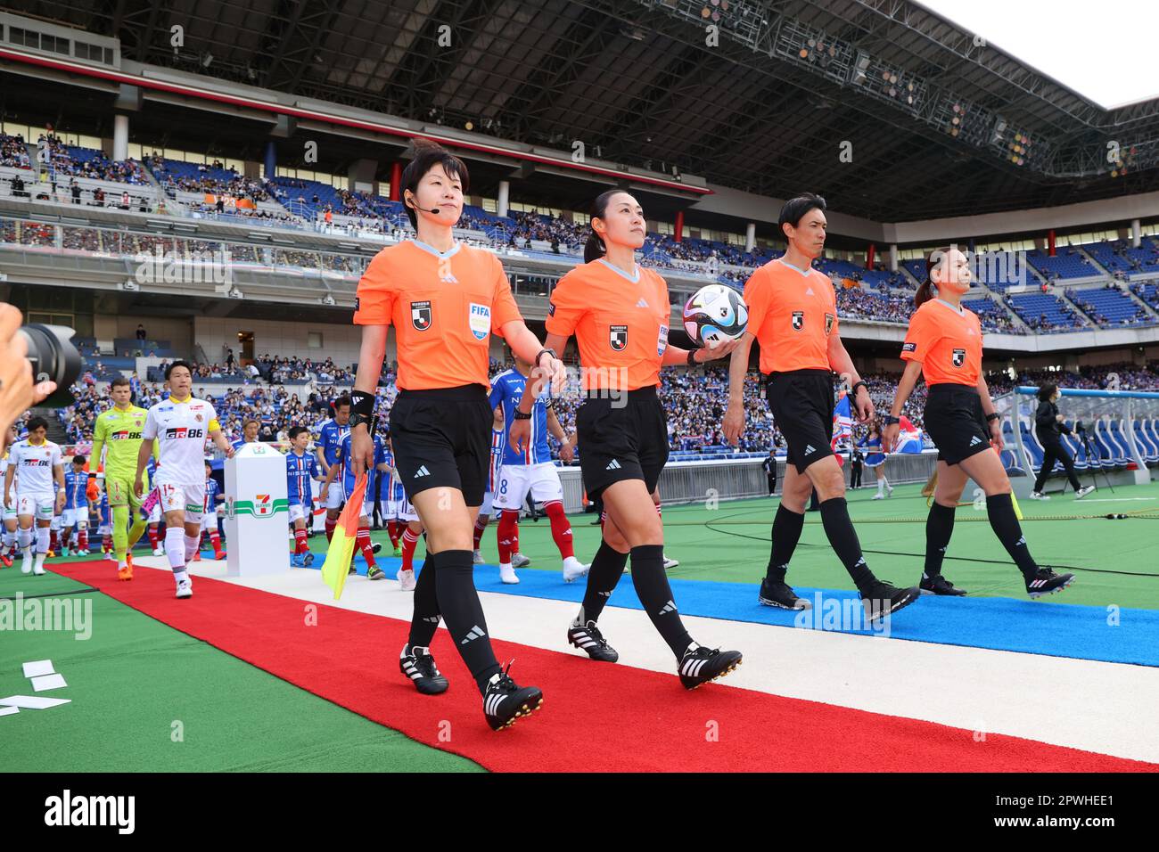 Nissan Stadium, Kanagawa, Japan. 29th Apr, 2023. (L to R) Makoto Bozono ...