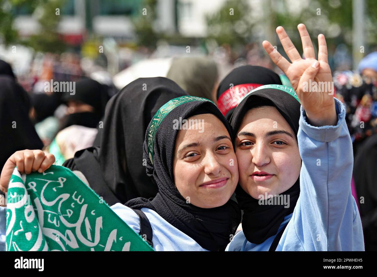 Women are seen attending the birthday event of the Islamic Prophet ...