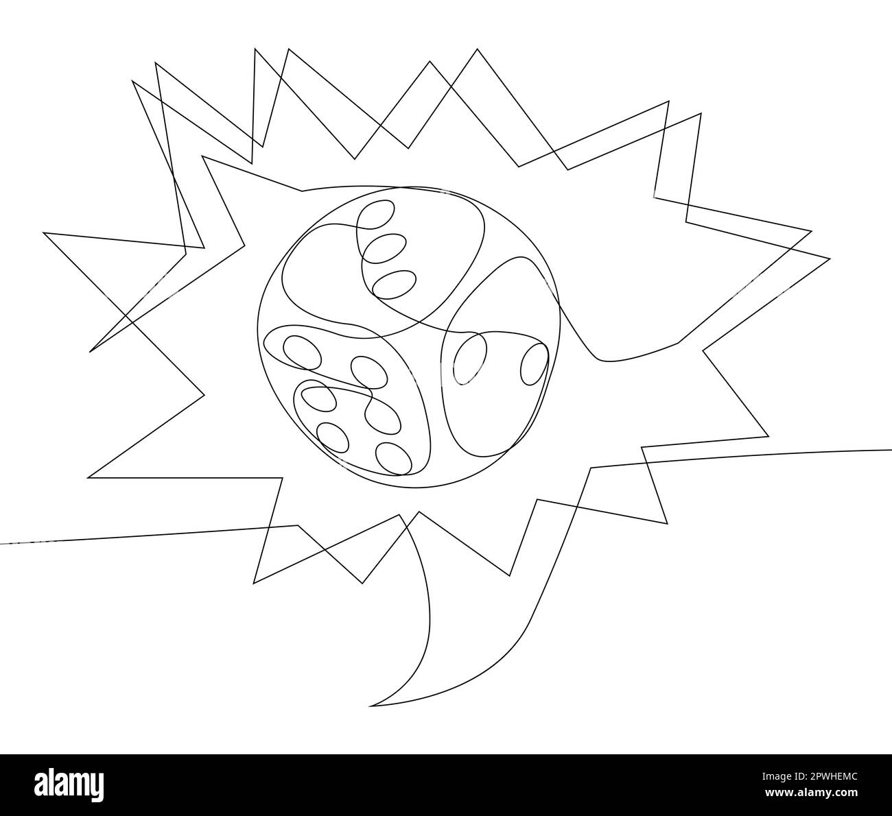 One Continuous Line Of Speech Bubble With Dice Thin Line Illustration Vector Concept Contour