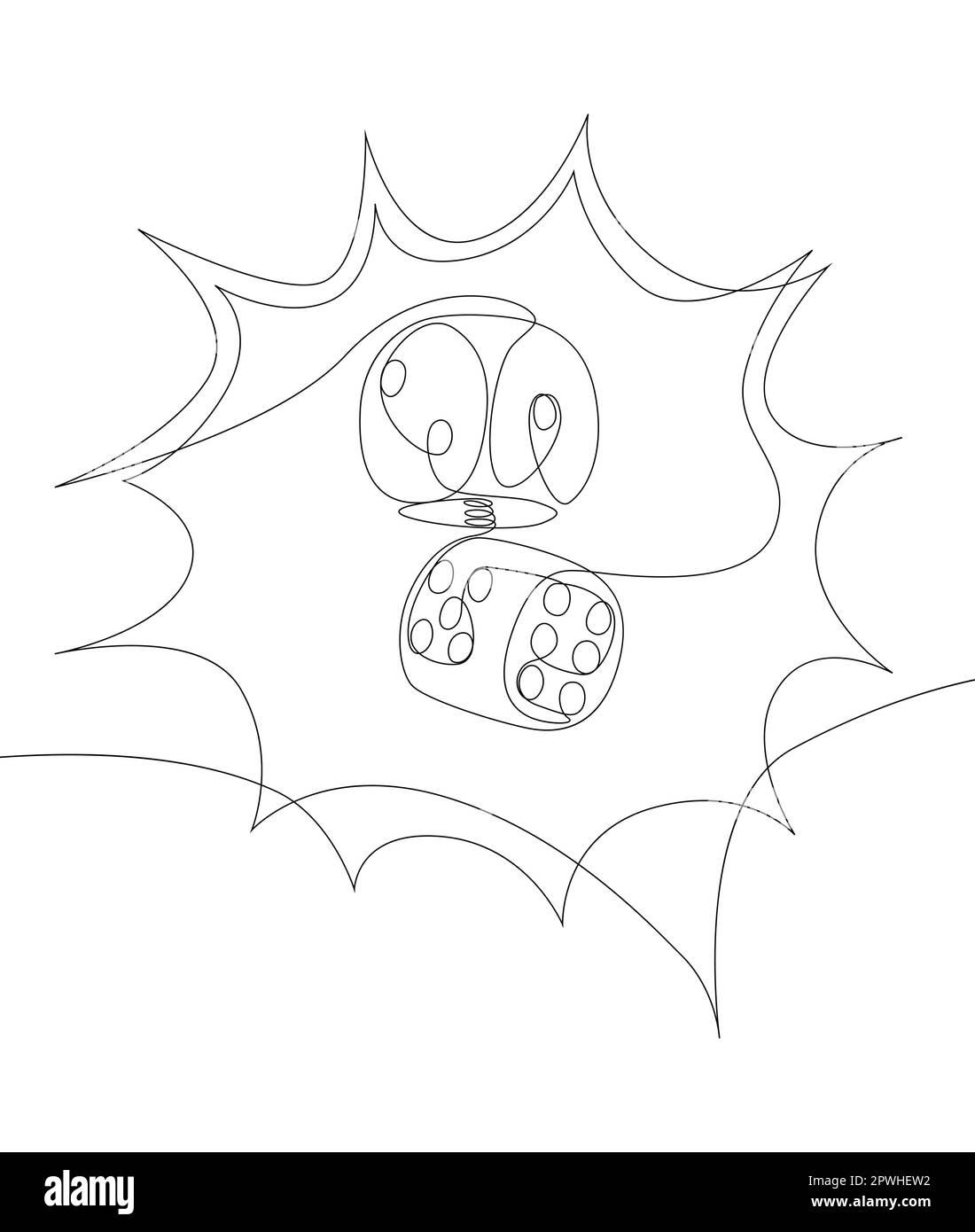 One Continuous Line Of Speech Bubble With Dice Thin Line Illustration Vector Concept Contour