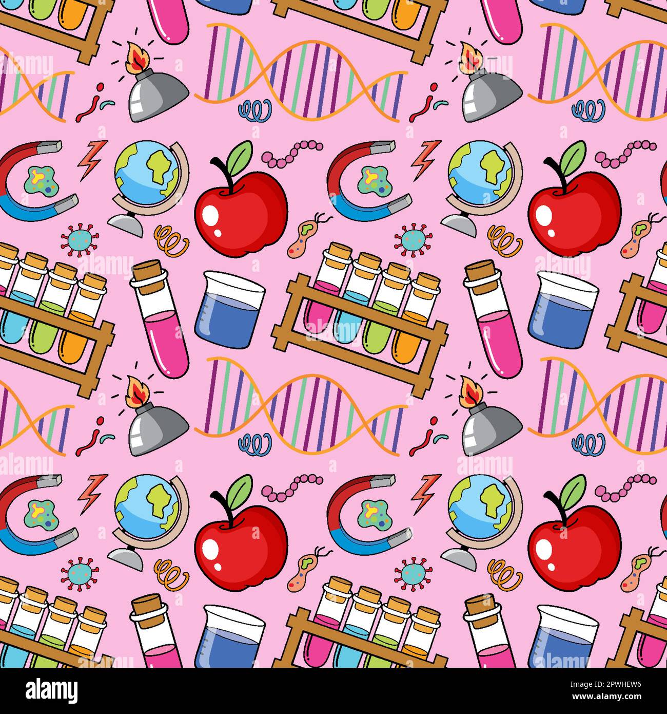 Science Objects and Icons Seamless Pattern illustration Stock Vector ...