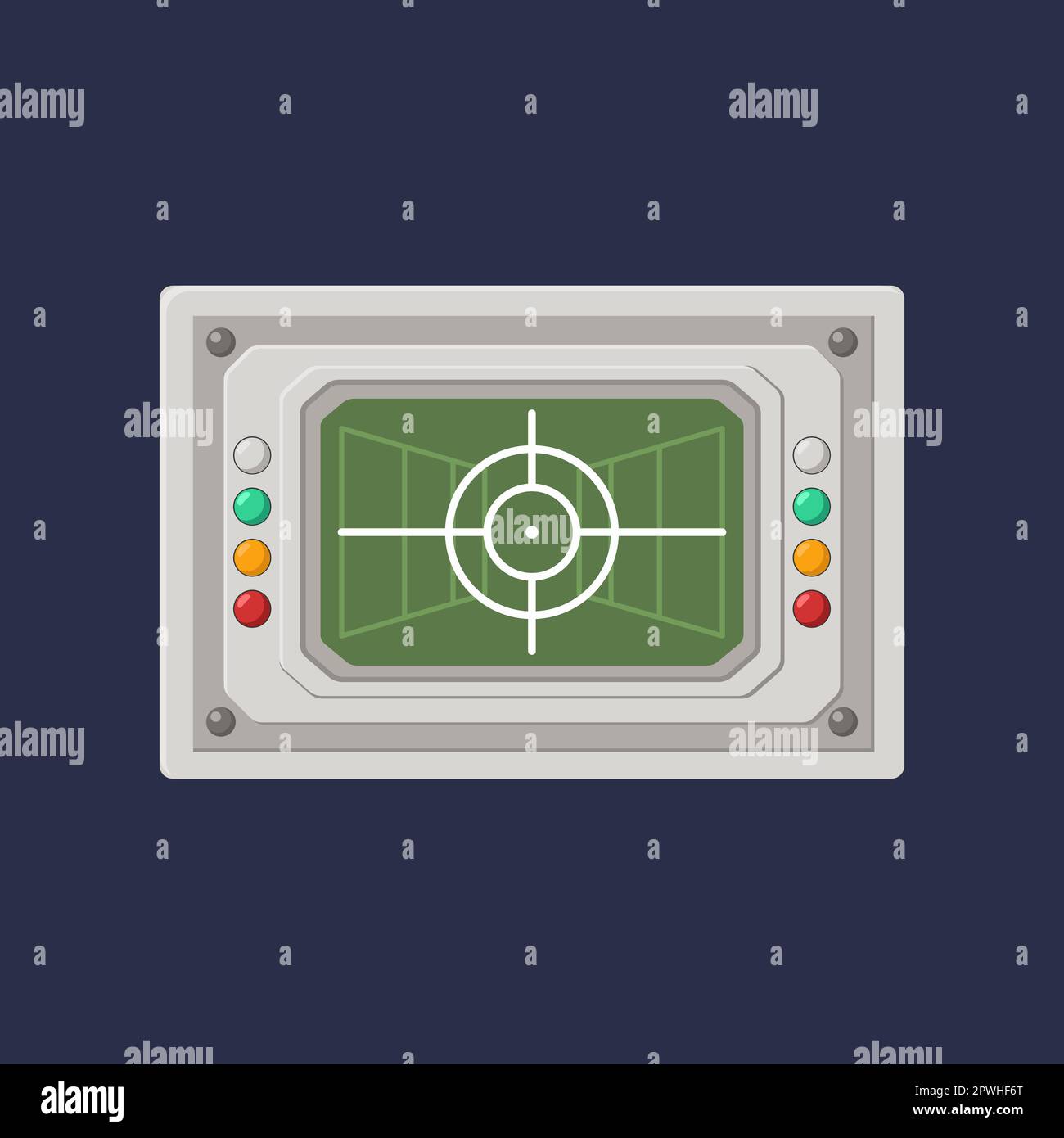 Control panel screen with target indicator cartoon illustration Stock ...