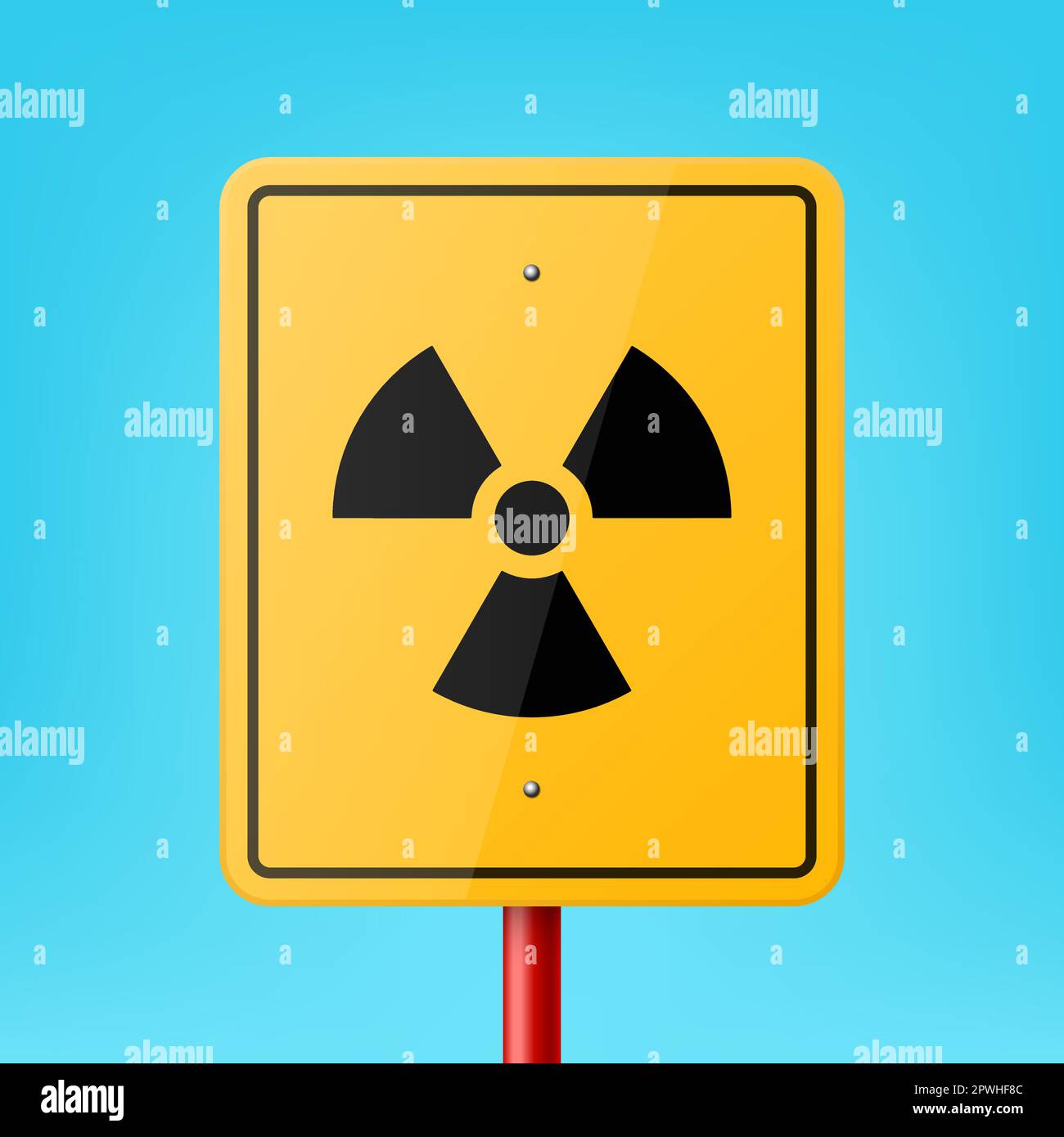 Vector Yellow Blank Rectangular Road Sign Frame with Radiation Sign ...