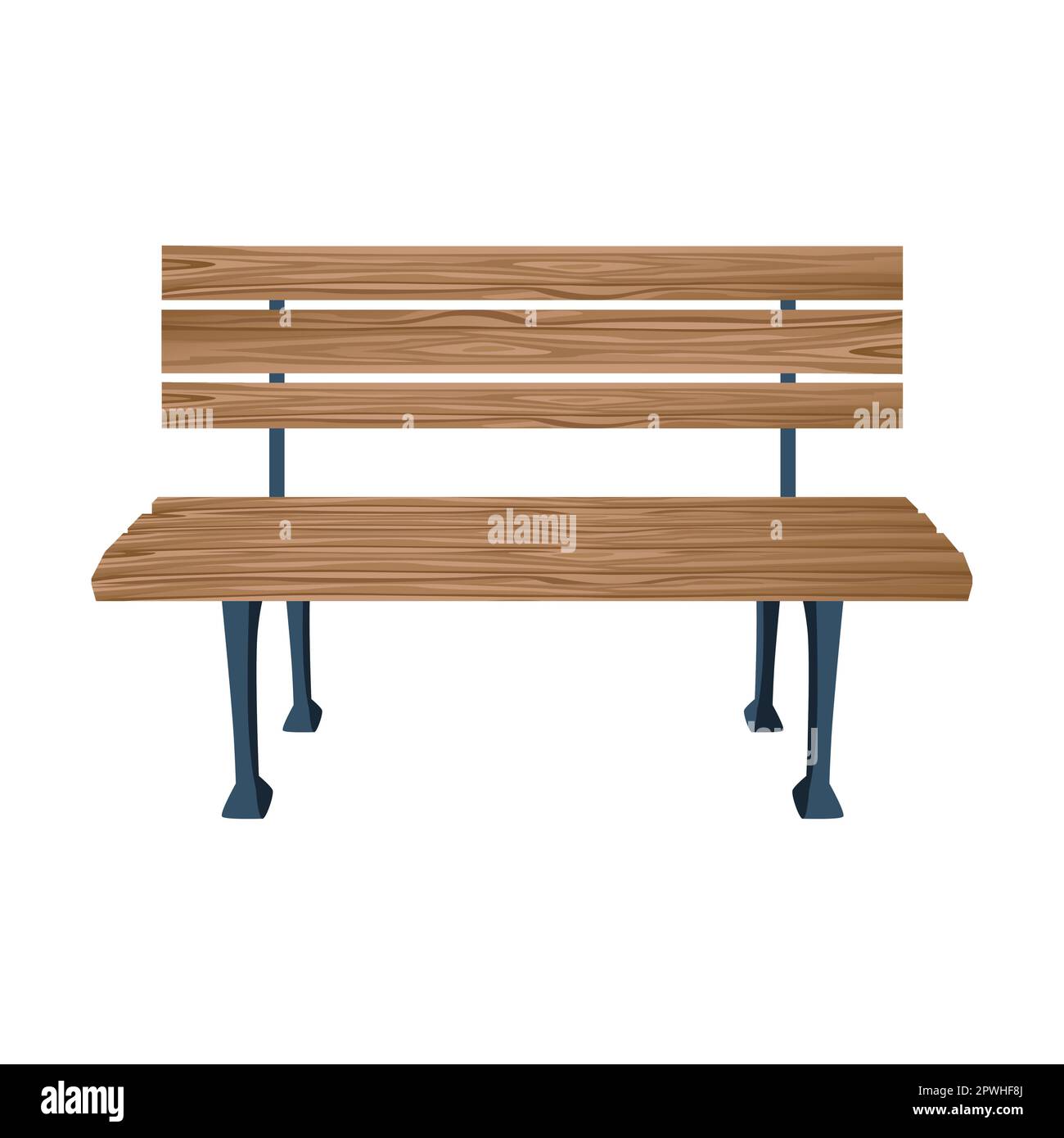 Disassembled wooden park bench cartoon illustration. Garden or city ...