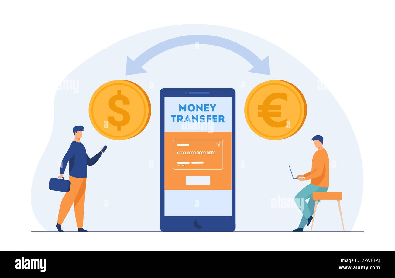 Transferring money vector Cut Out Stock Images & Pictures - Alamy