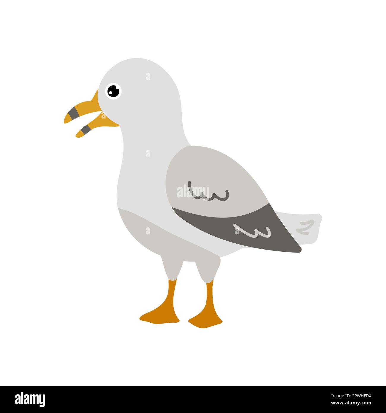Cute comic gull chick standing on white background Stock Vector Image ...