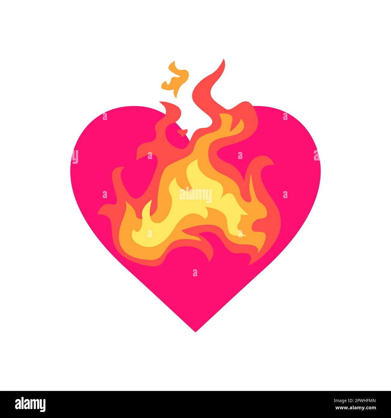 Burning pink comic heart flat vector illustration Stock Vector Image ...