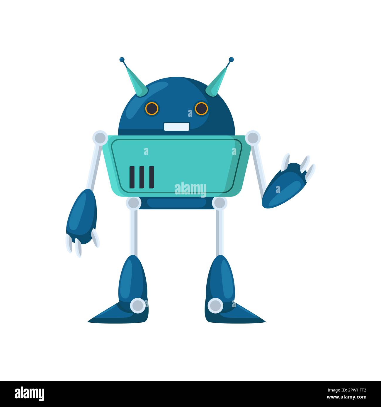 Happy blue and white old toy robot cartoon character illustration Stock ...