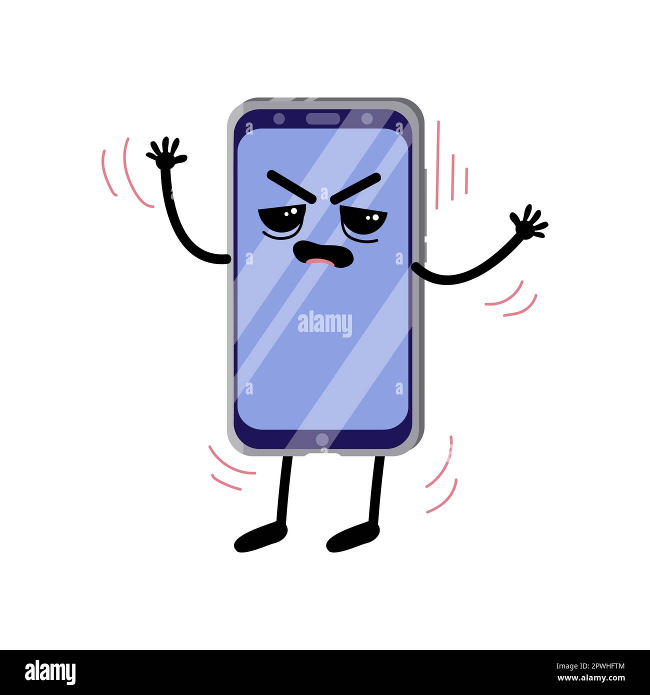 Indignant cellphone cartoon character vector illustration Stock Vector ...