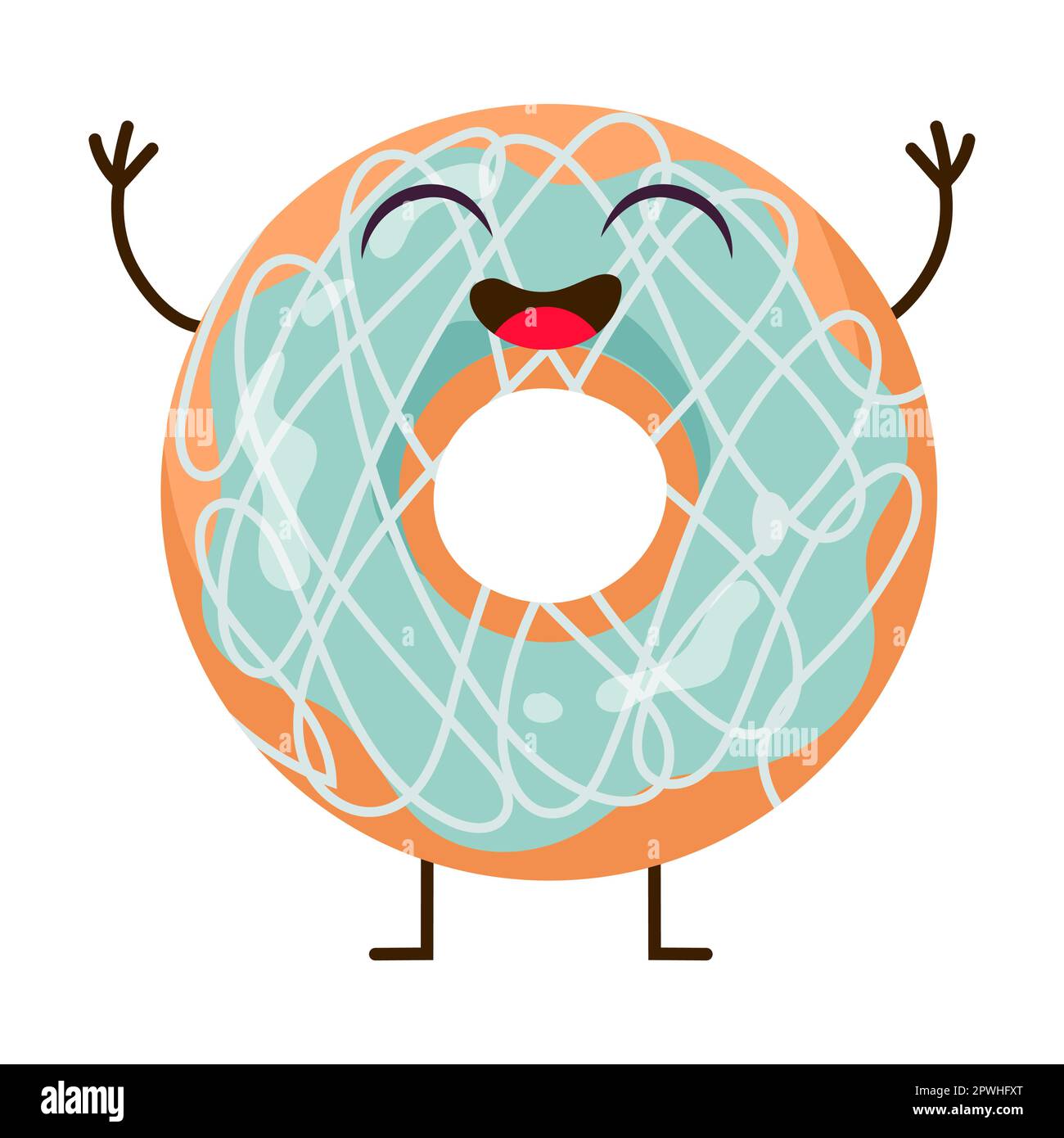 Breakfast glazed donuts character with cute face. Funny healthy food on ...