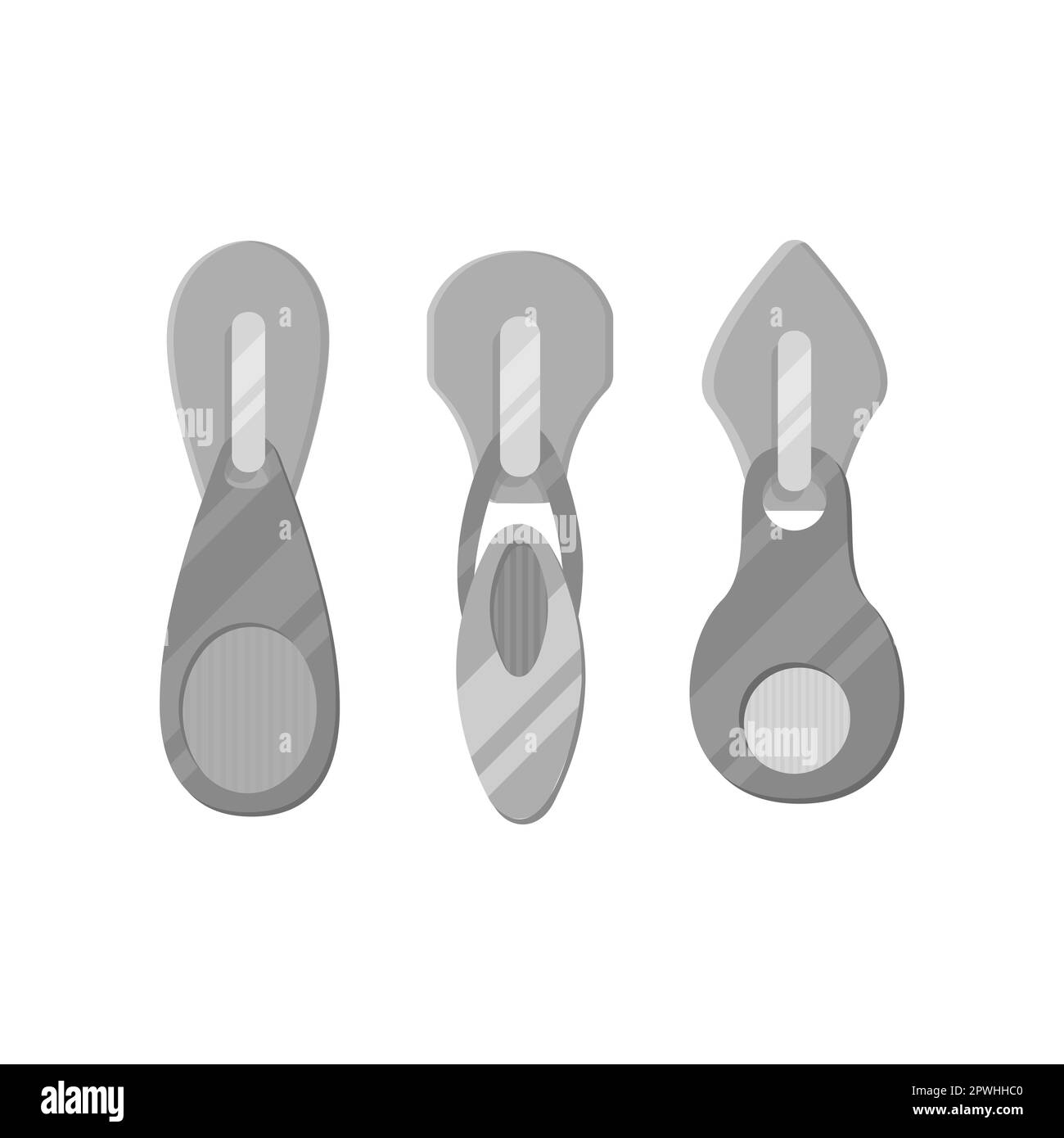 Modern silver zip sliders for clothes cartoon illustration Stock Vector ...