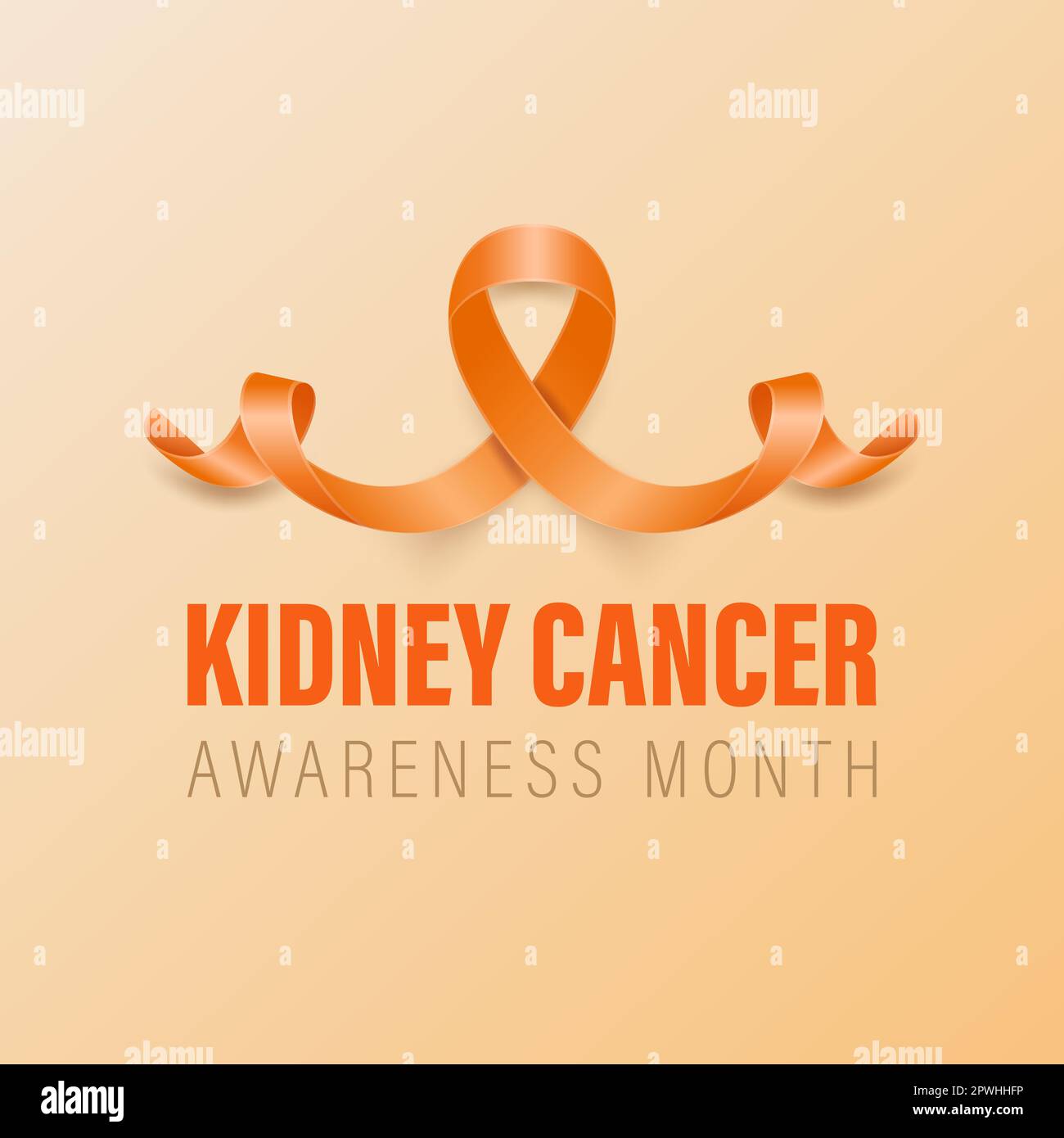 Kidney Cancer Banner, Card, Placard with Vector 3d Realistic Orange ...