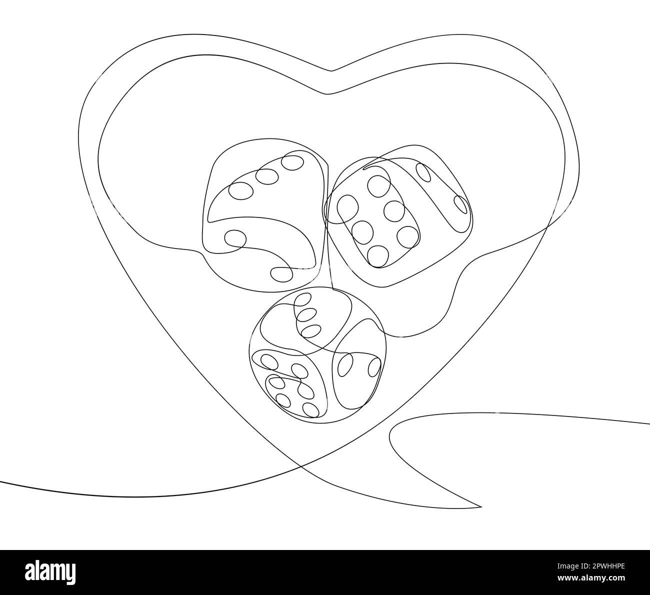 One Continuous Line Of Speech Bubble With Dice Thin Line Illustration Vector Concept Contour