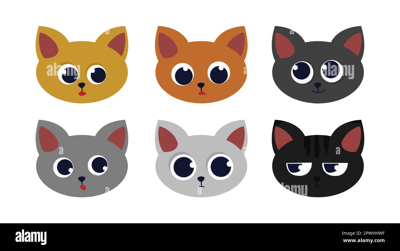 Heads of adorable comic kittens vector illustrations set Stock Vector ...