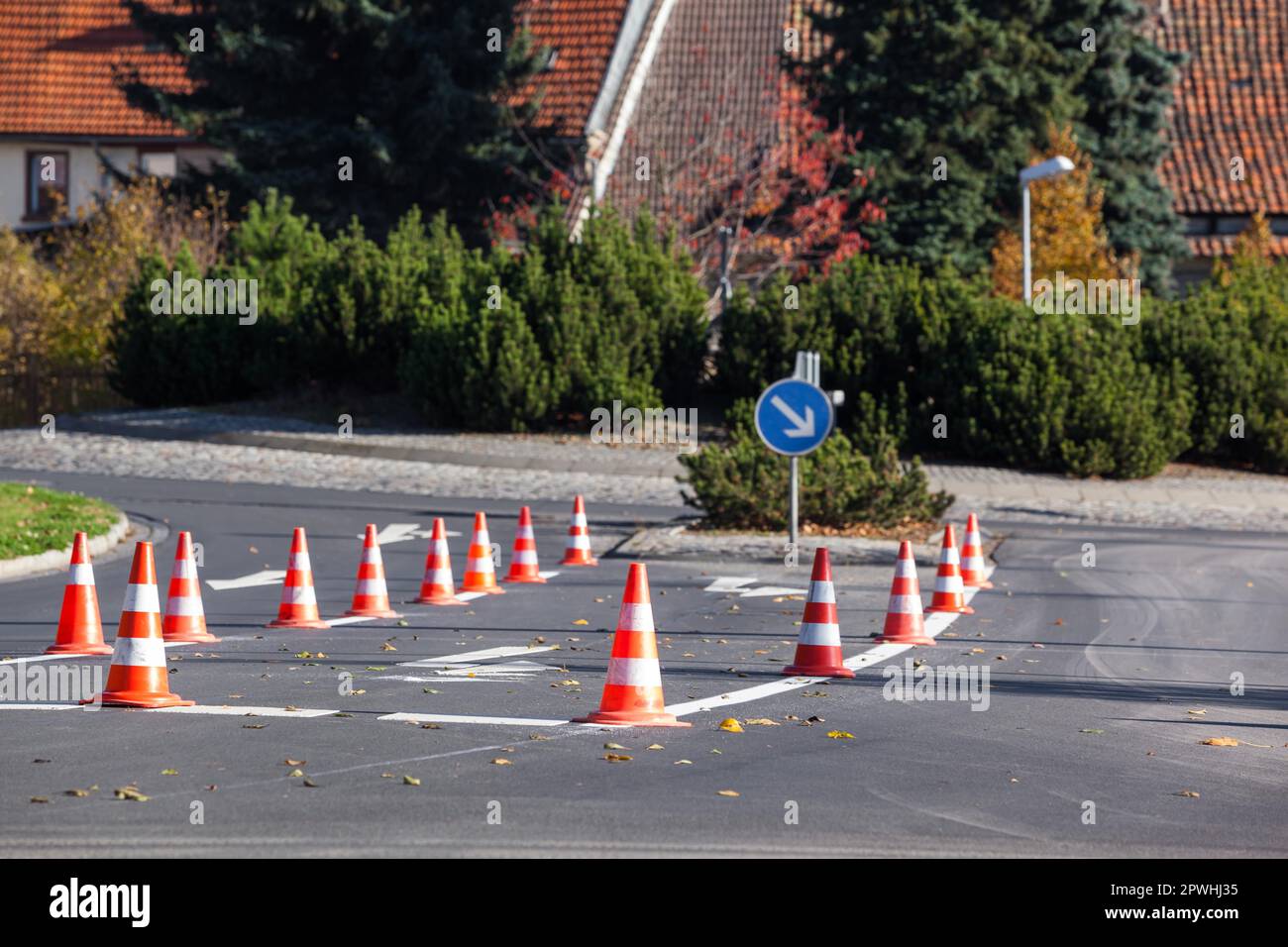Road marking work Stock Photo - Alamy