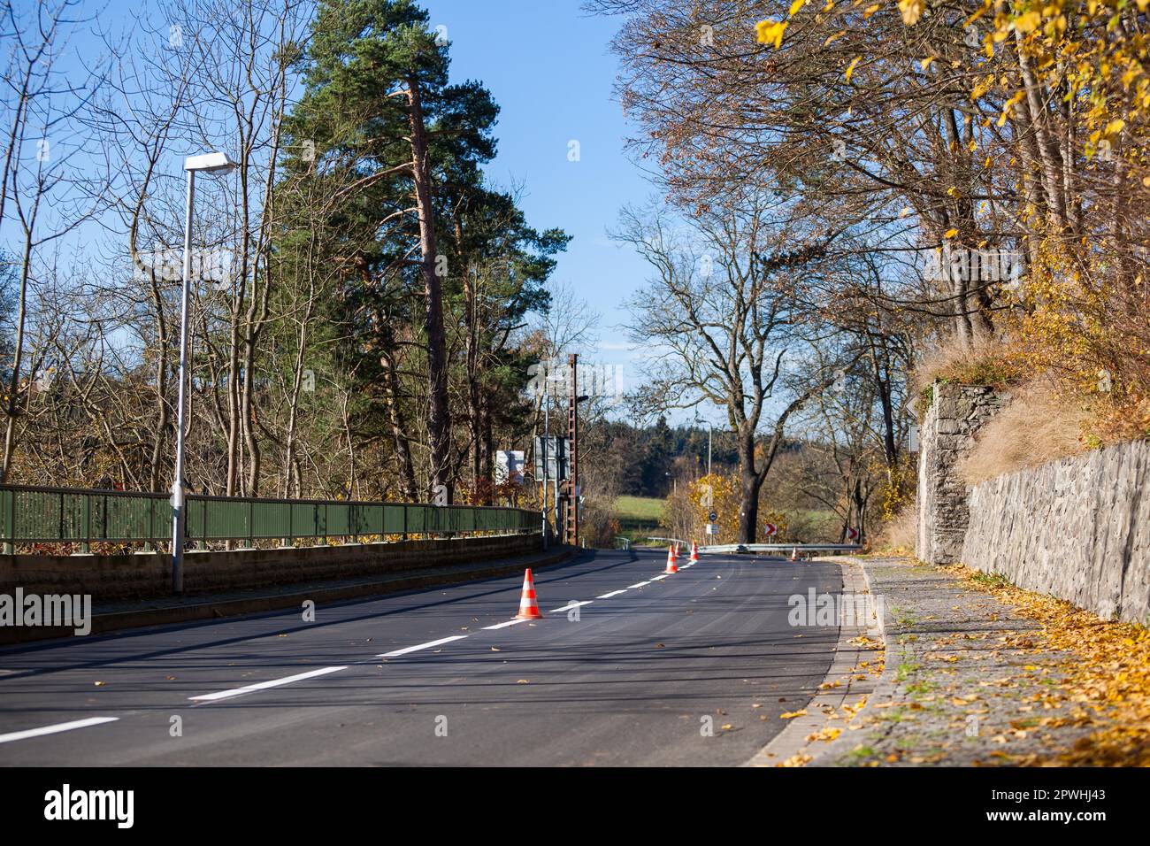Road marking work Stock Photo - Alamy