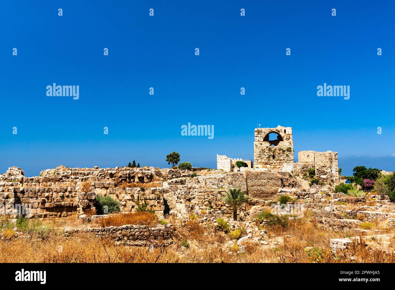 Archaeological site of old Byblos, mediterranean sea, Byblos(Jbeil ...