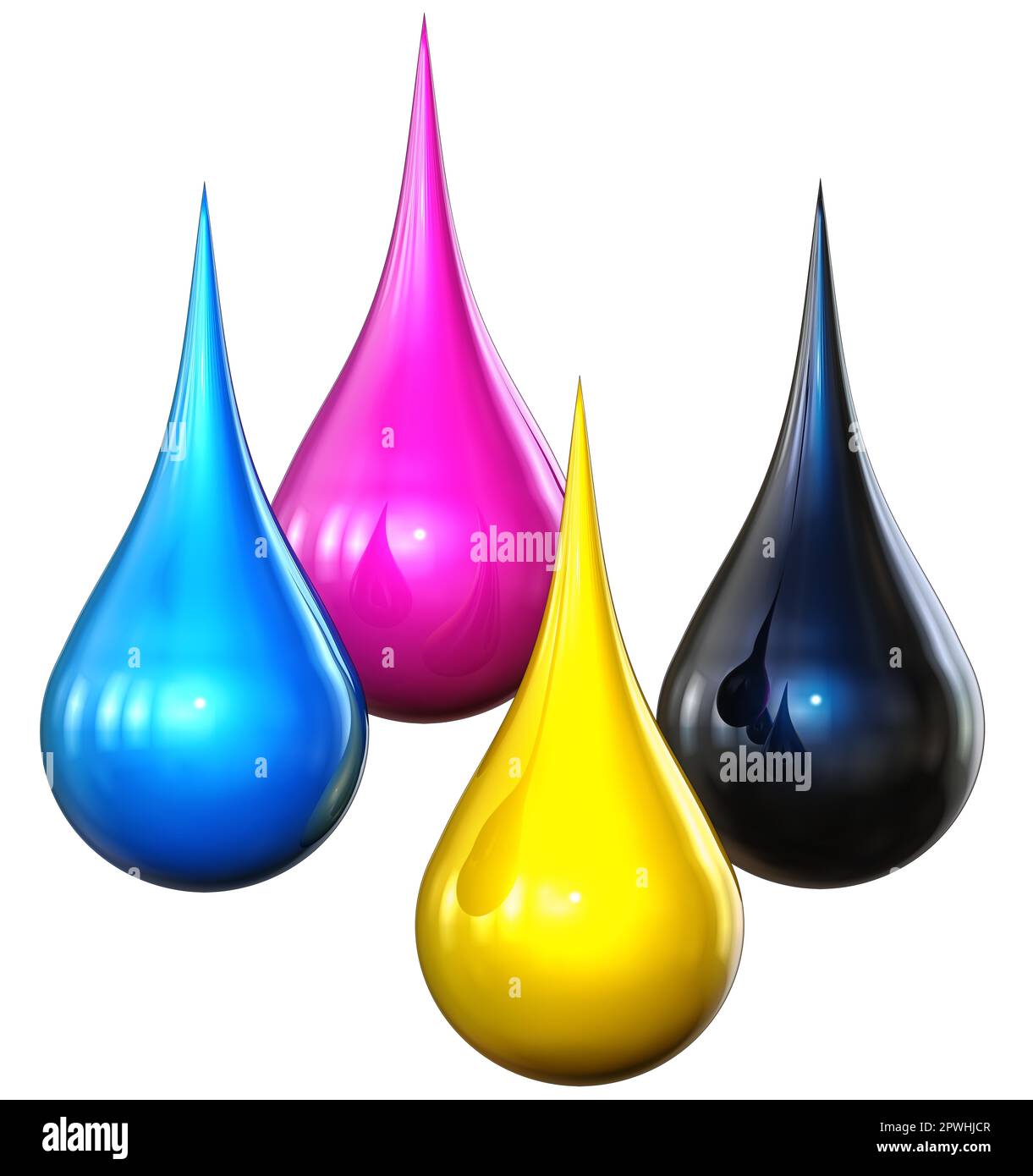 3d rendering of cmyk drops Stock Photo - Alamy