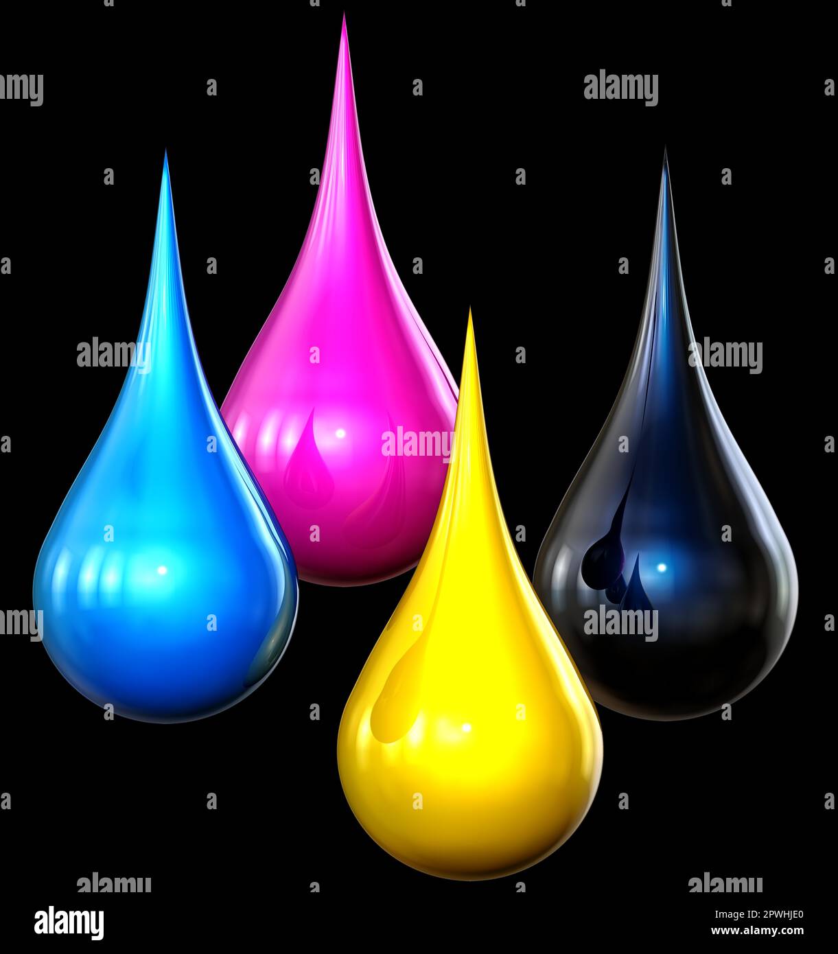 3d rendering of cmyk drops Stock Photo - Alamy