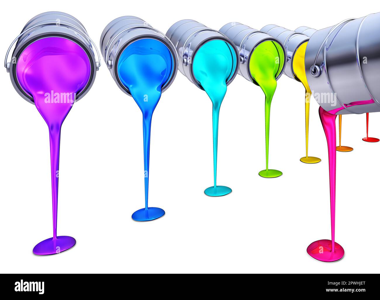 3D rendering of color pots Stock Photo - Alamy