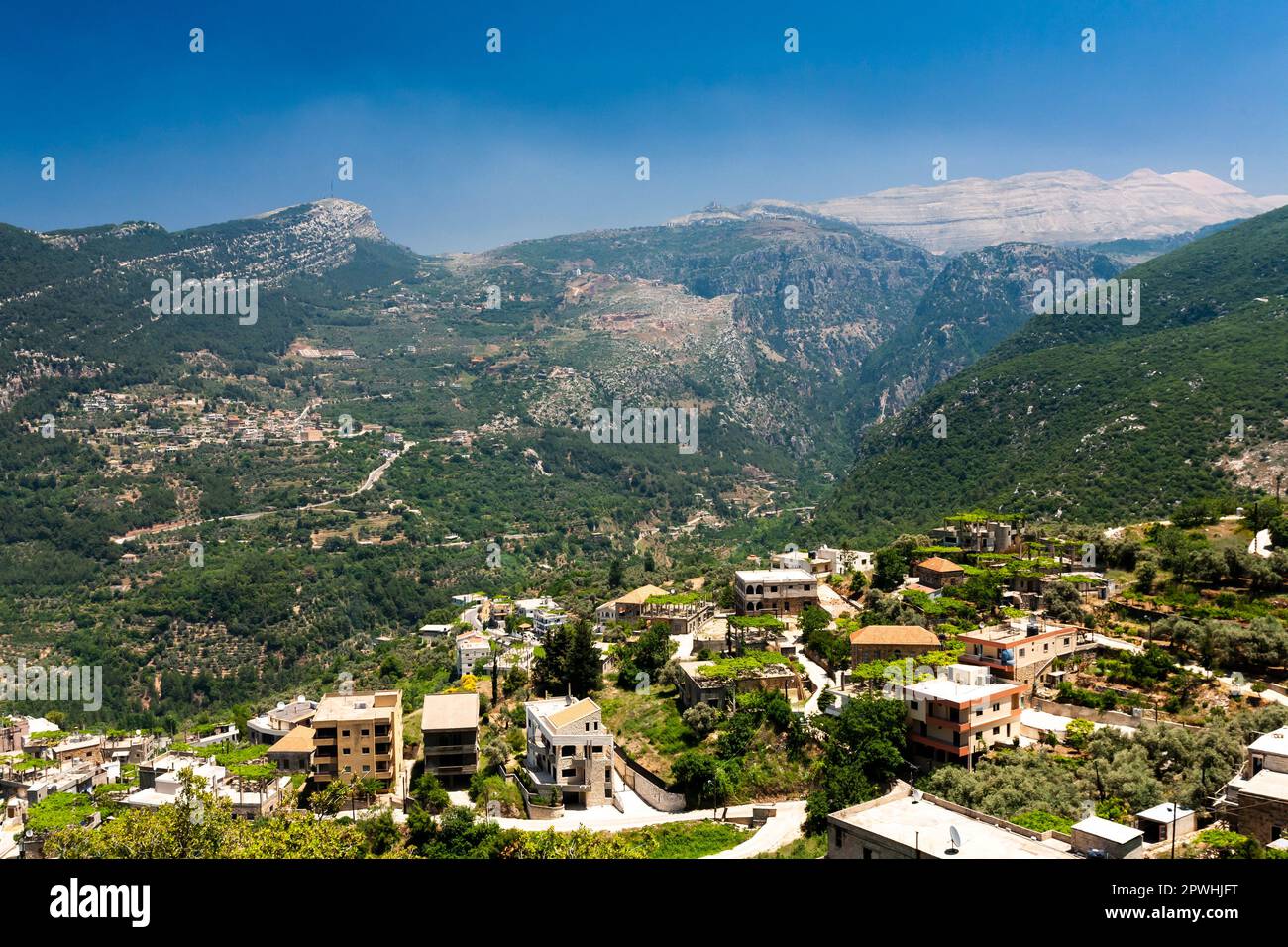 Lebanon mountains and Holy Kadisha(Qadisha) valley, mountain village ...